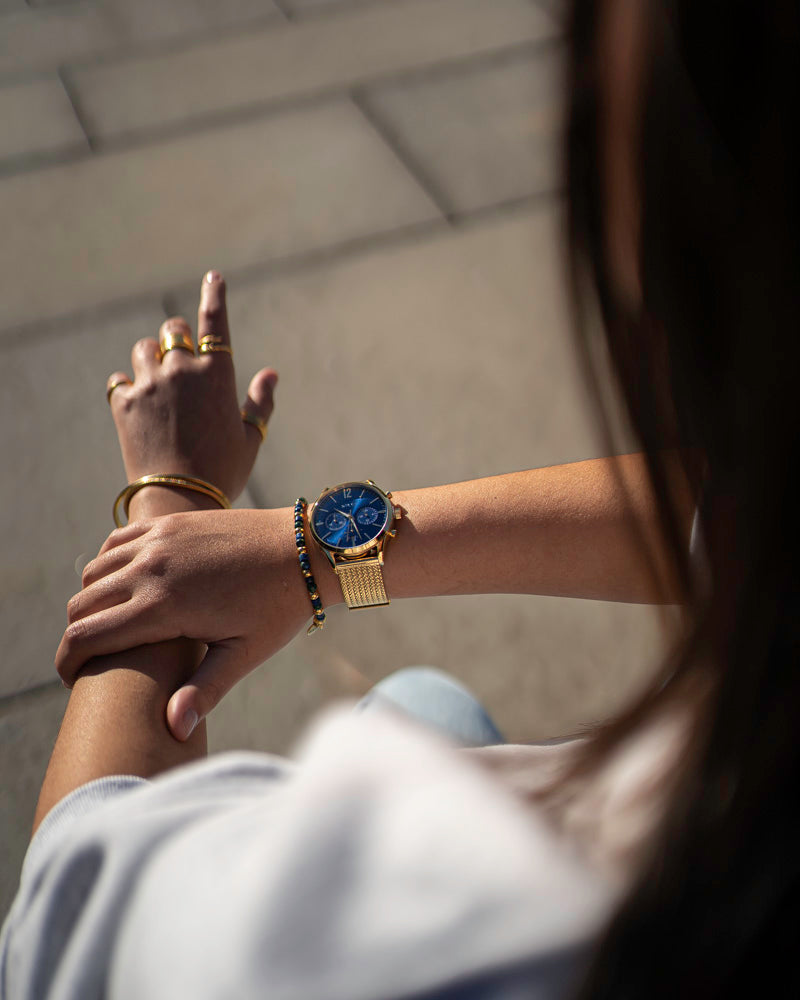 Blue Dial Gold Bracelet Chronometer Watch - Buy Watches – DICCI